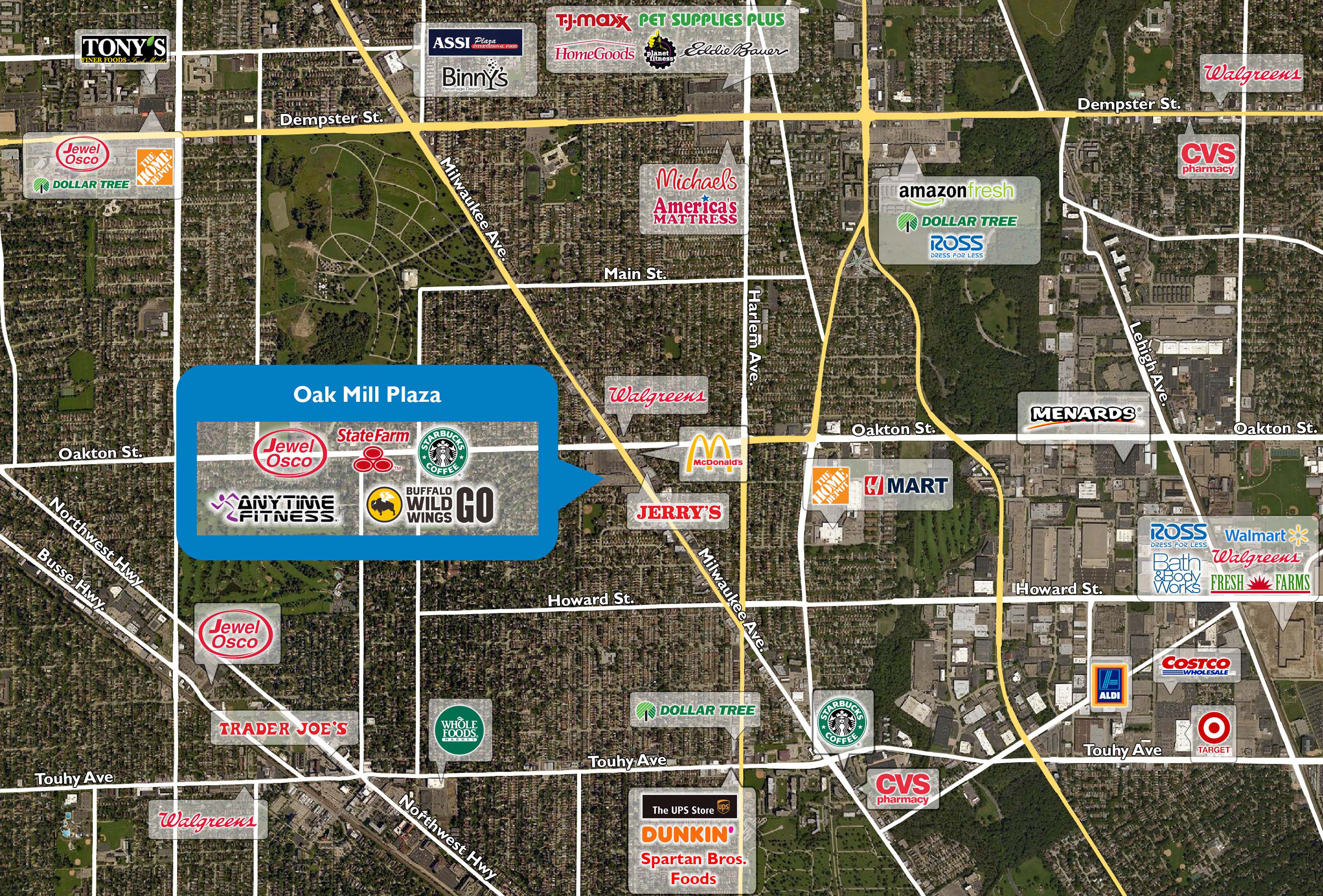 Retail Space for Lease in Niles, IL | Oak Mill Plaza | PECO